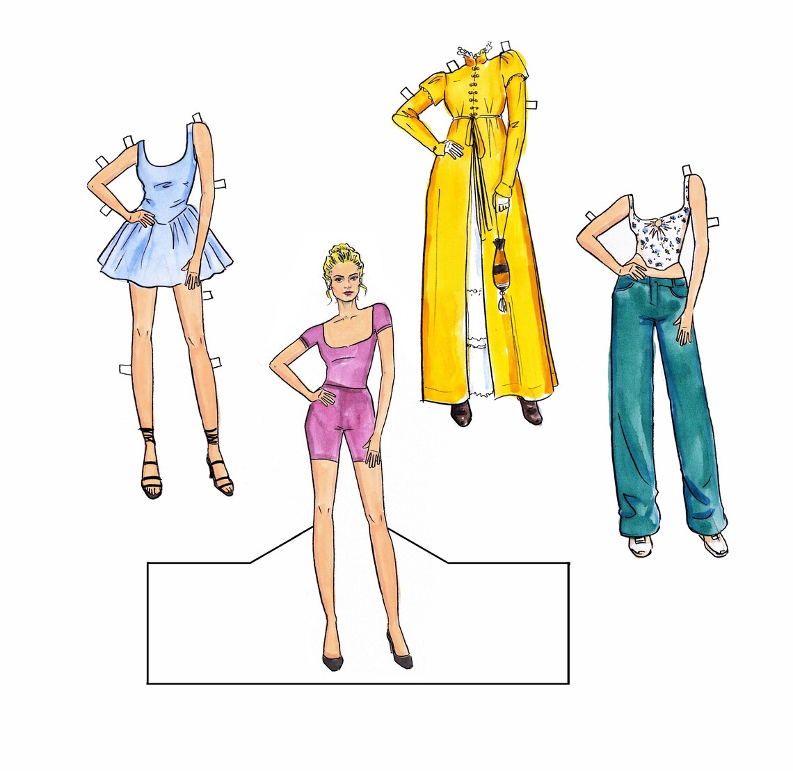 Custom Paper Doll With Outfits - Etsy