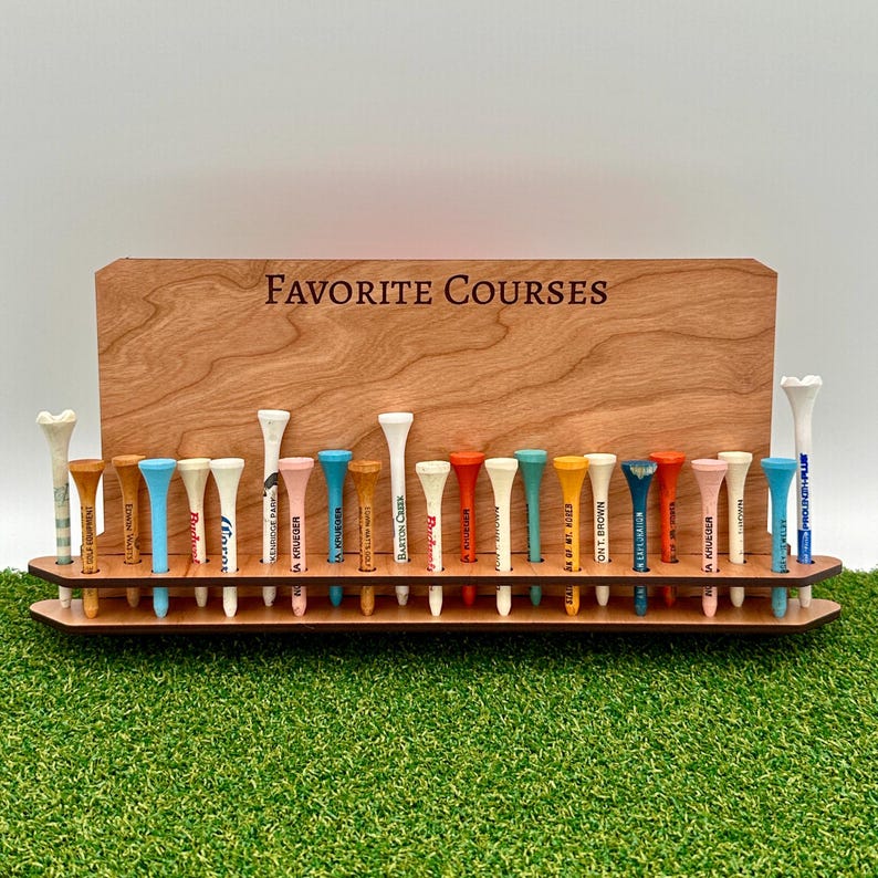 Personalized Golf Tee Display, Cherry Wood Golf Tee Holder - Etsy