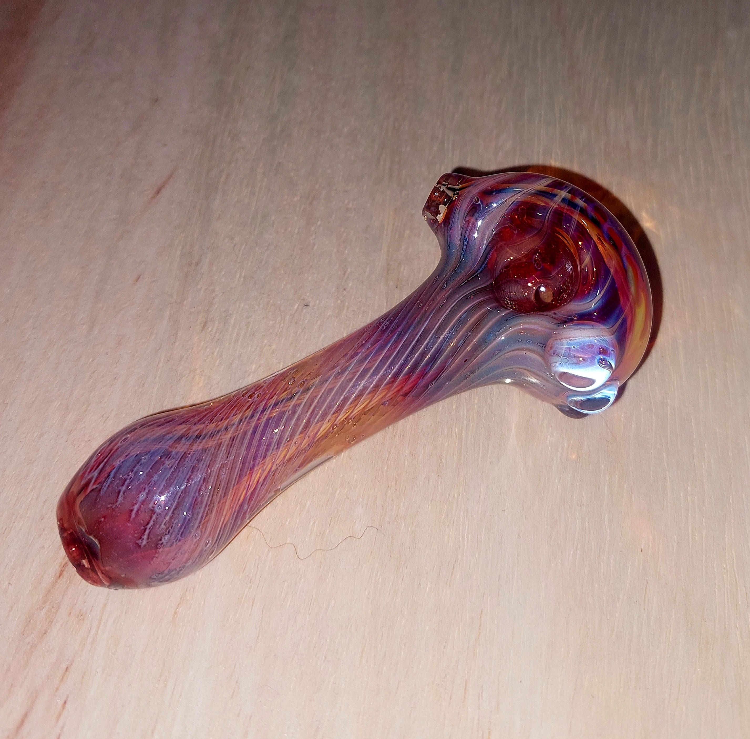 Thick Fumed Glass Pipe, Spiral Pipe, One of a Kind Pipe, Color Changing ...