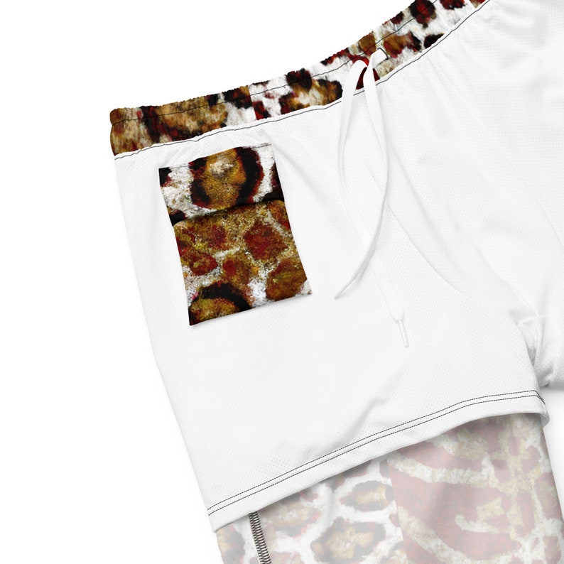 Gym to Swim Shorts, Ruby Leopard Men's Swim Trunks, Psychedelic Leopard ...