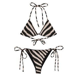 Classic Zebra String Bikini, Animal Print Eco-friendly Bikini Swimsuit ...