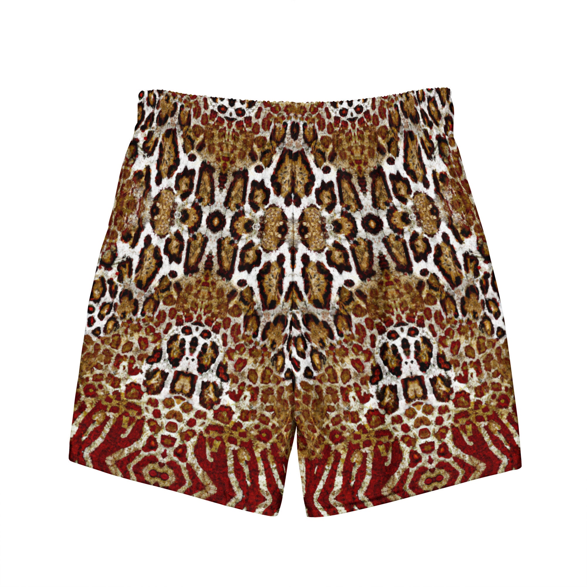 Ruby Leopard Double Vajra Men's Swim Trunks, Red Leopard Men's Wear ...