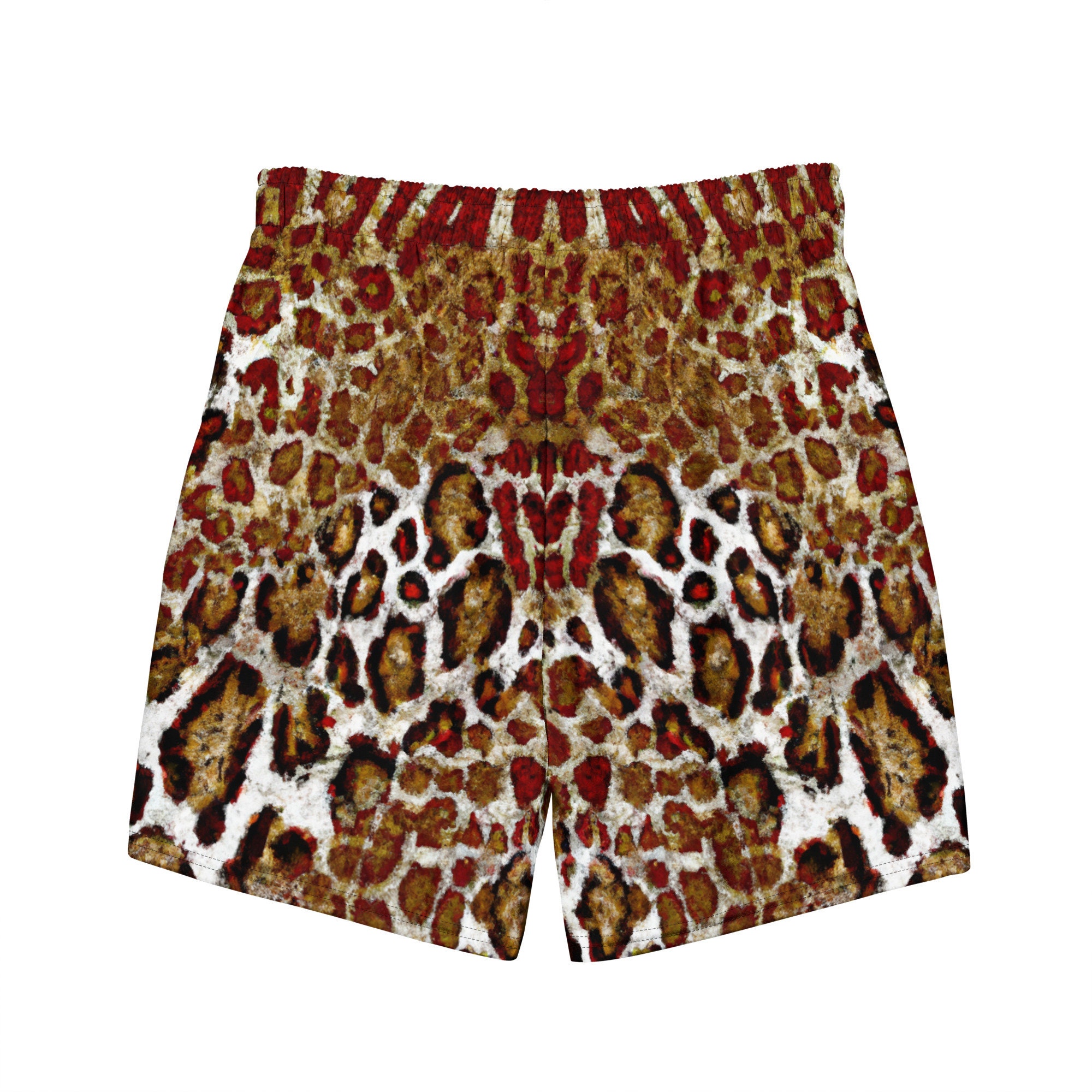 Gym to Swim Shorts, Ruby Leopard Men's Swim Trunks, Psychedelic Leopard ...
