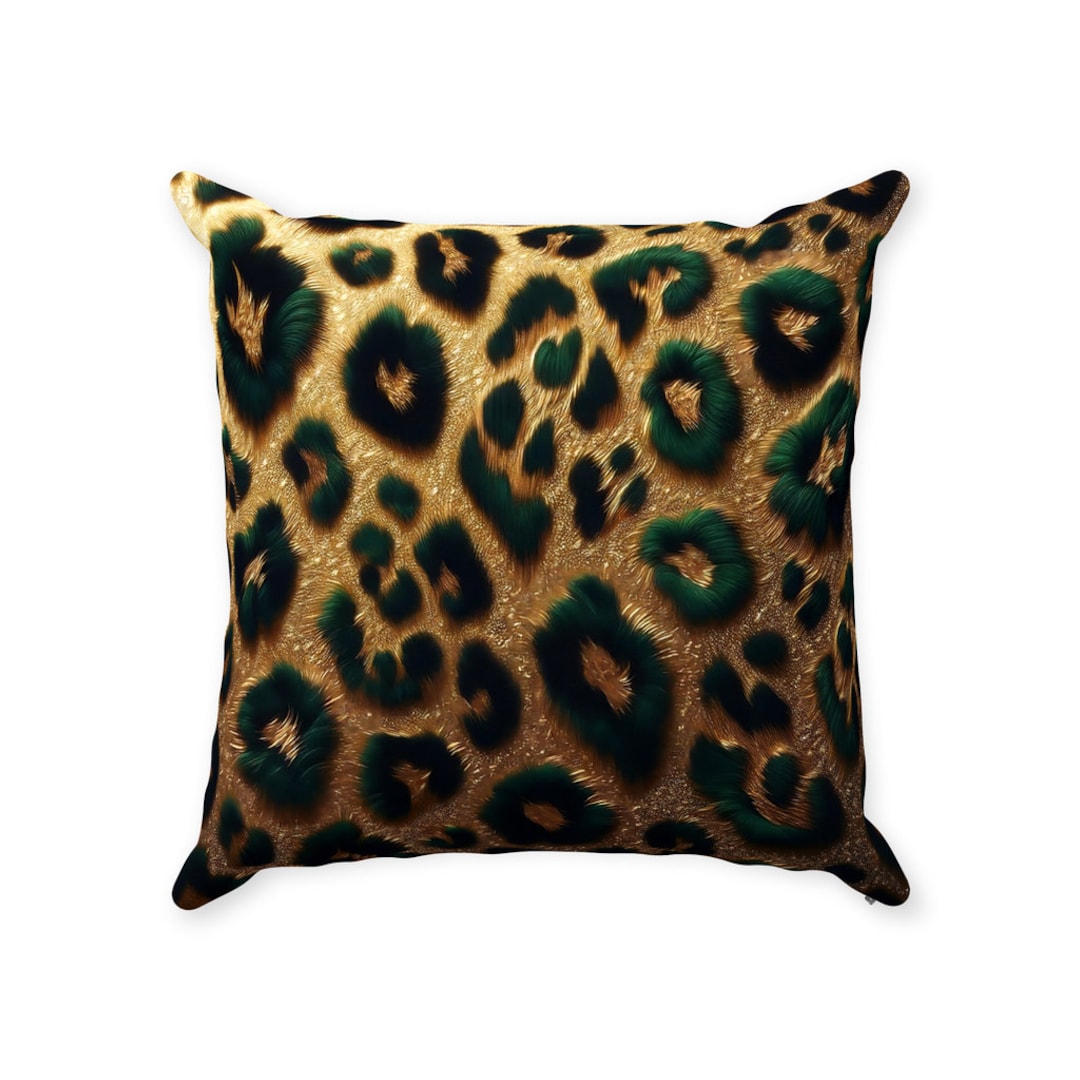 Emerald Leopard Throw Pillows, Animal Print Throw Pillows, Leopard ...