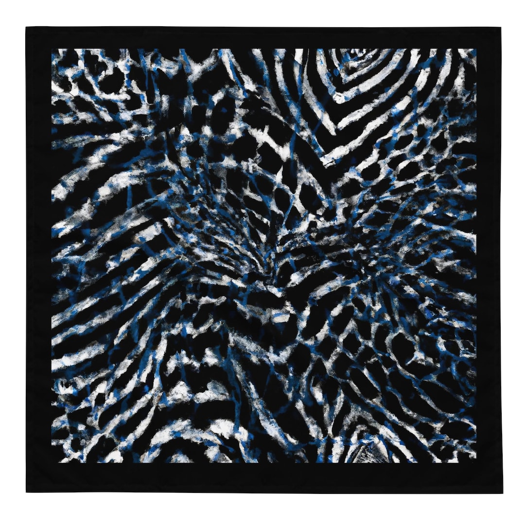 Sapphire Dark Bandana, Psychedelic Festival Bandana, Pocket Square ...