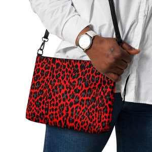 Red Leopard Crossbody Bag, Leopard Purse, Day to Night Clutch, Phone ...