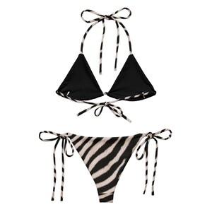 Classic Zebra String Bikini, Animal Print Eco-friendly Bikini Swimsuit, Multi-wear Top Bikini ...