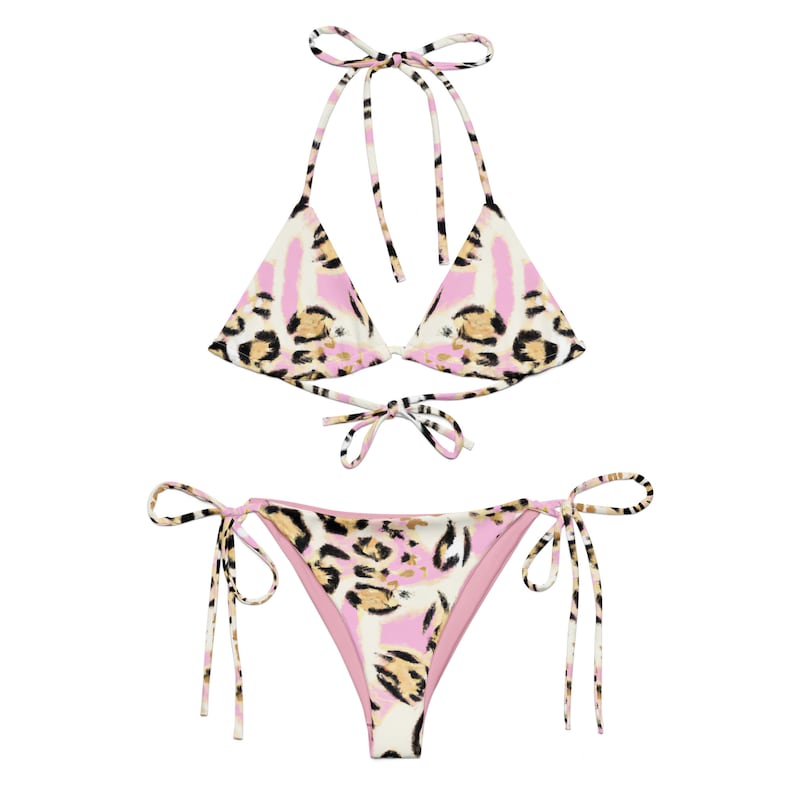 Leopard Bikini Eco Friendly Swimwear White And Pink Lite Leopard