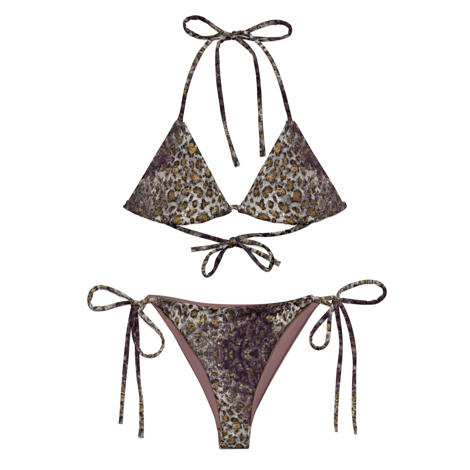 Amethyst Leopard String Bikini, Eco-friendly Leopard Bikini Swimsuit ...