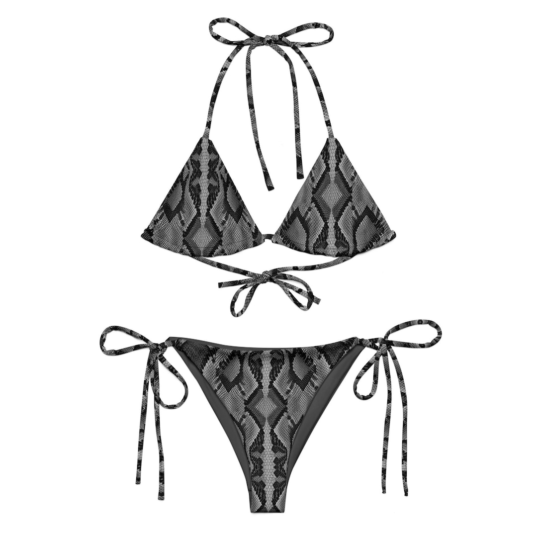 Black Snake Bikini, Charcoal Bikini, Reptile Two Piece Swimsuit, Snake ...