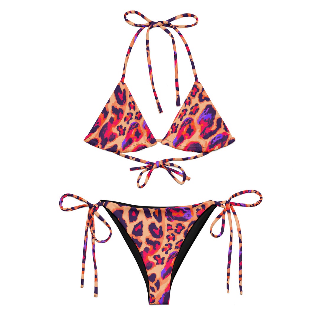 Leopard String Bikini Radioactive Leopard Bikini Vibrant - Etsy