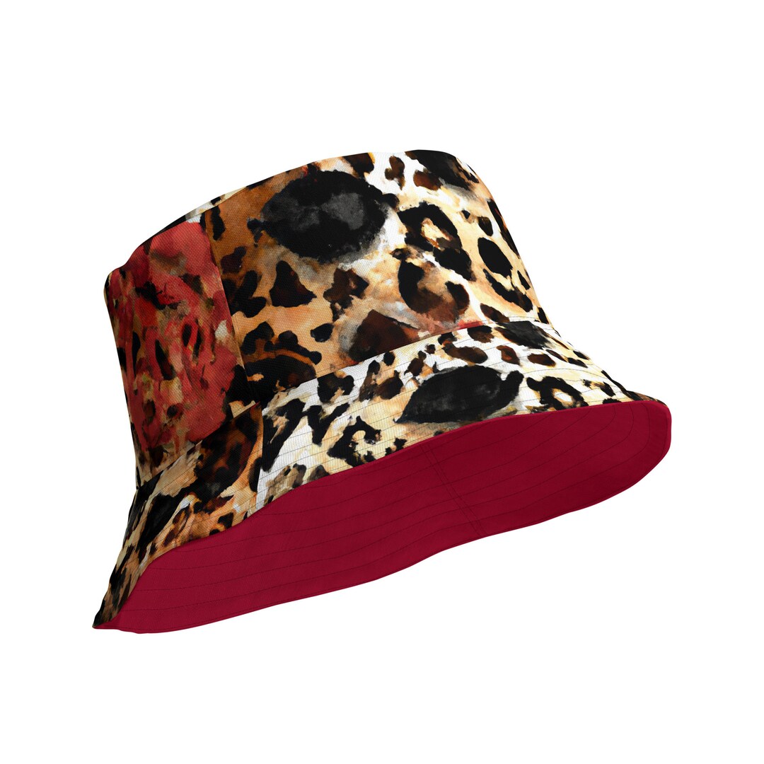 Stencil Rose Reversible Two Sided Bucket Hat, Moisture-wicking Hat ...