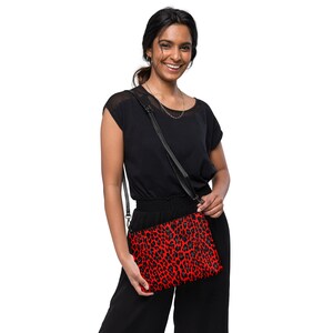 Red Leopard Crossbody Bag, Leopard Purse, Day to Night Clutch, Phone ...