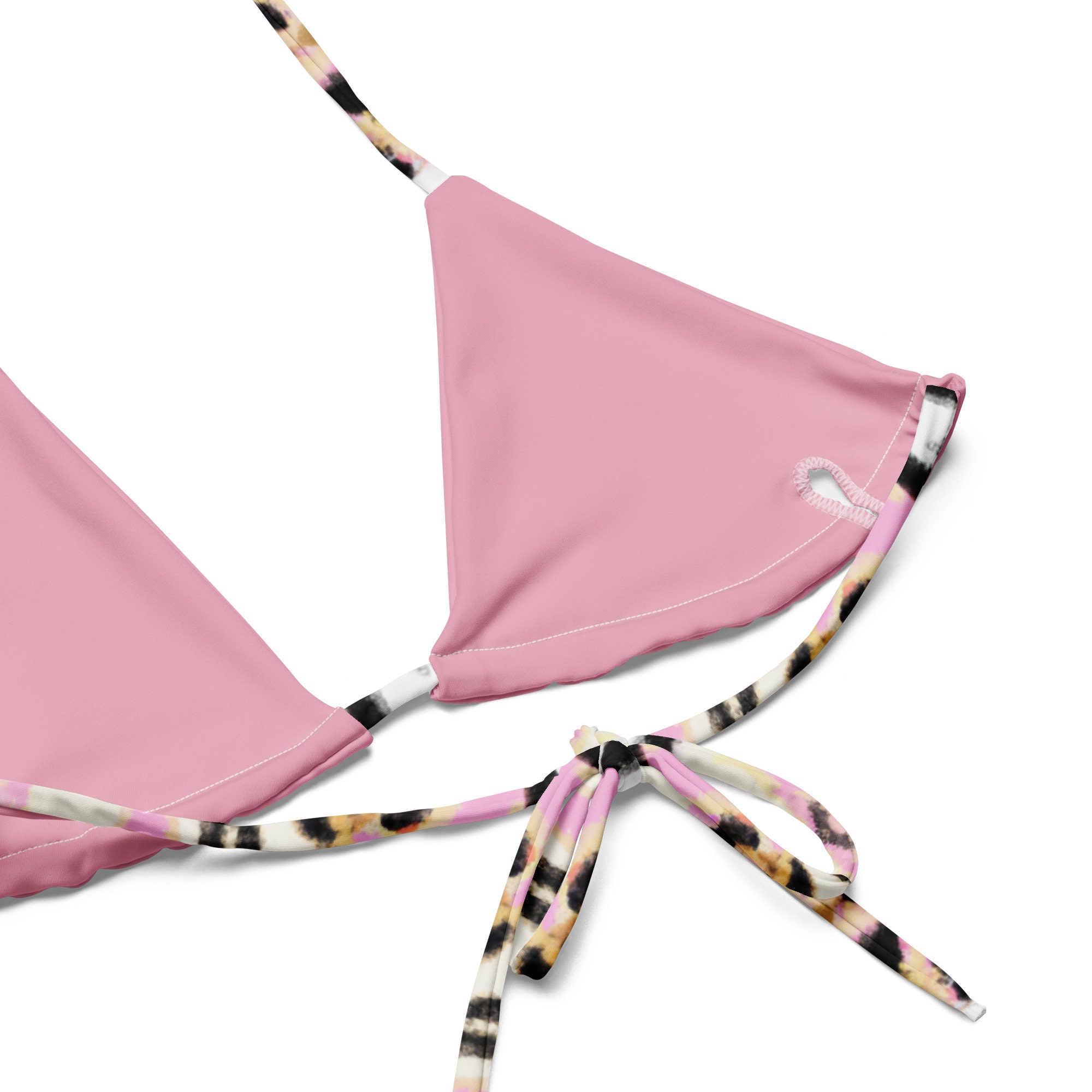 Leopard Bikini Eco-friendly Swimwear, White and Pink Lite Leopard ...