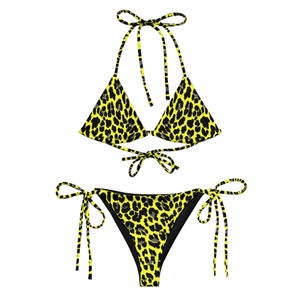 Yellow Leopard String Bikini Vibrant Animal Print Psychedelic Bikini ...