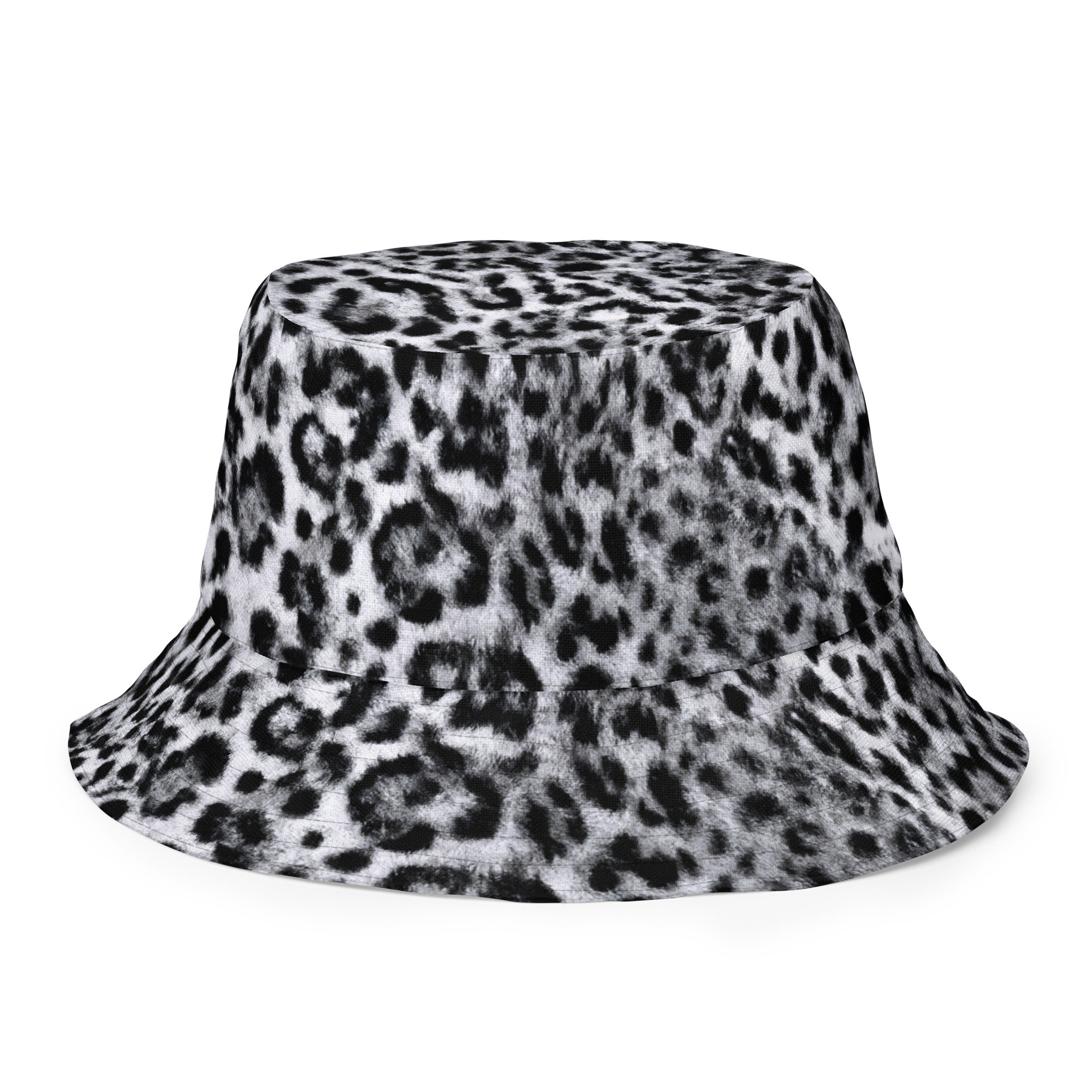 White Leopard Print Bucket Hat, Party Hat, Black and White Animal Print ...