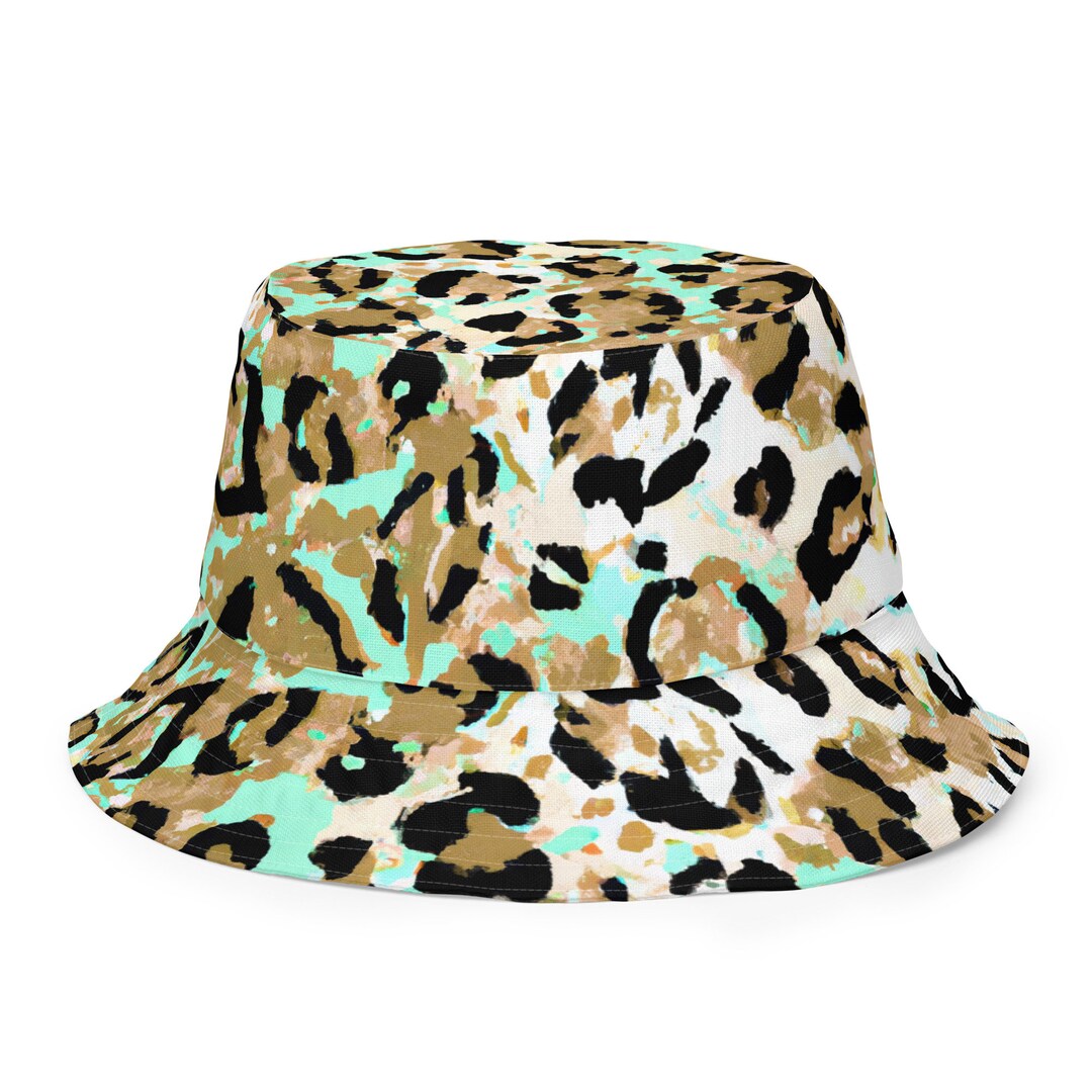 Mint Chip Bucket Hat, 3 Sizes, Psychedelic Leopard Reversible Two Sided ...