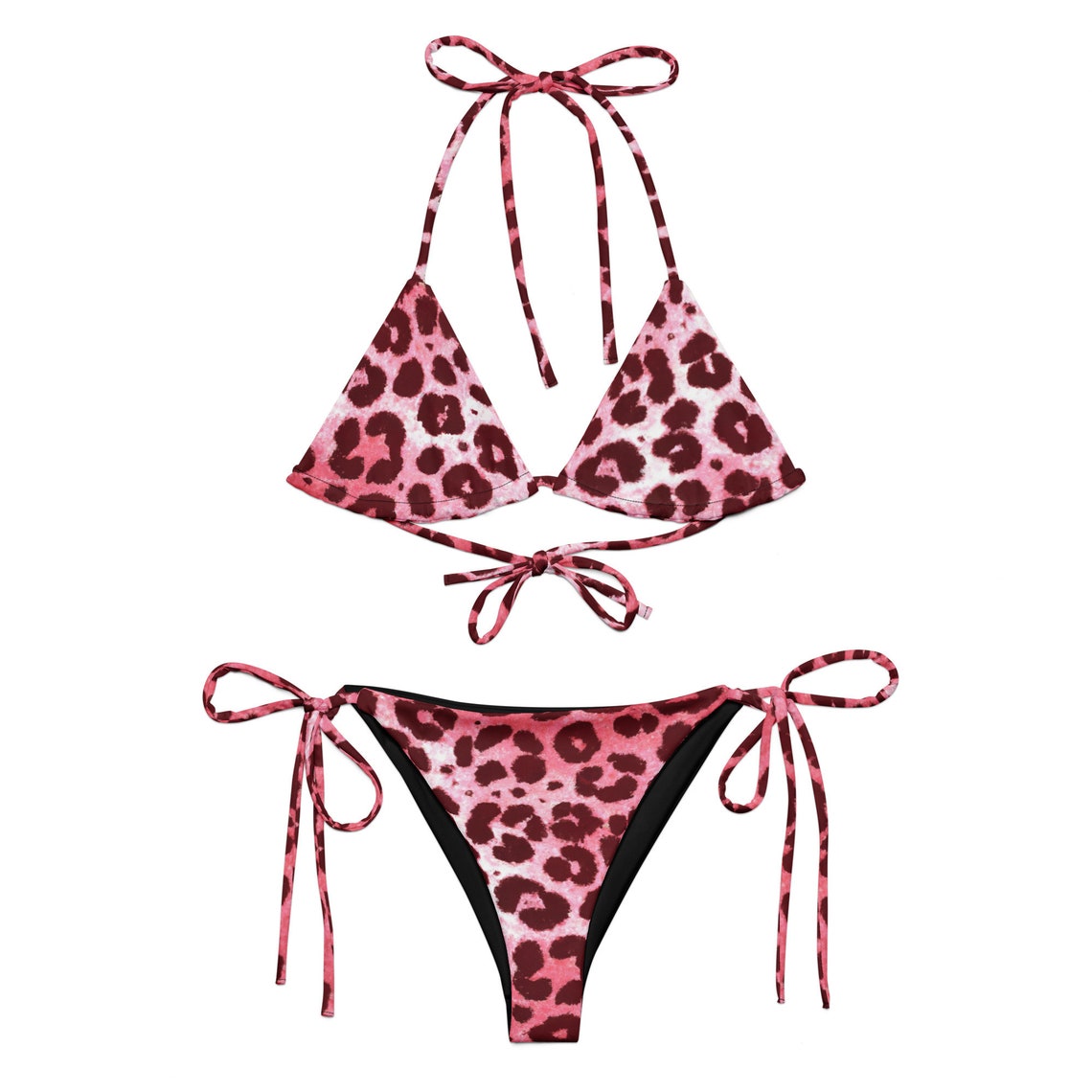 Eco-friendly Pink & Red Leopard Bikini, Leopard Bikini Swimsuit, Multi ...