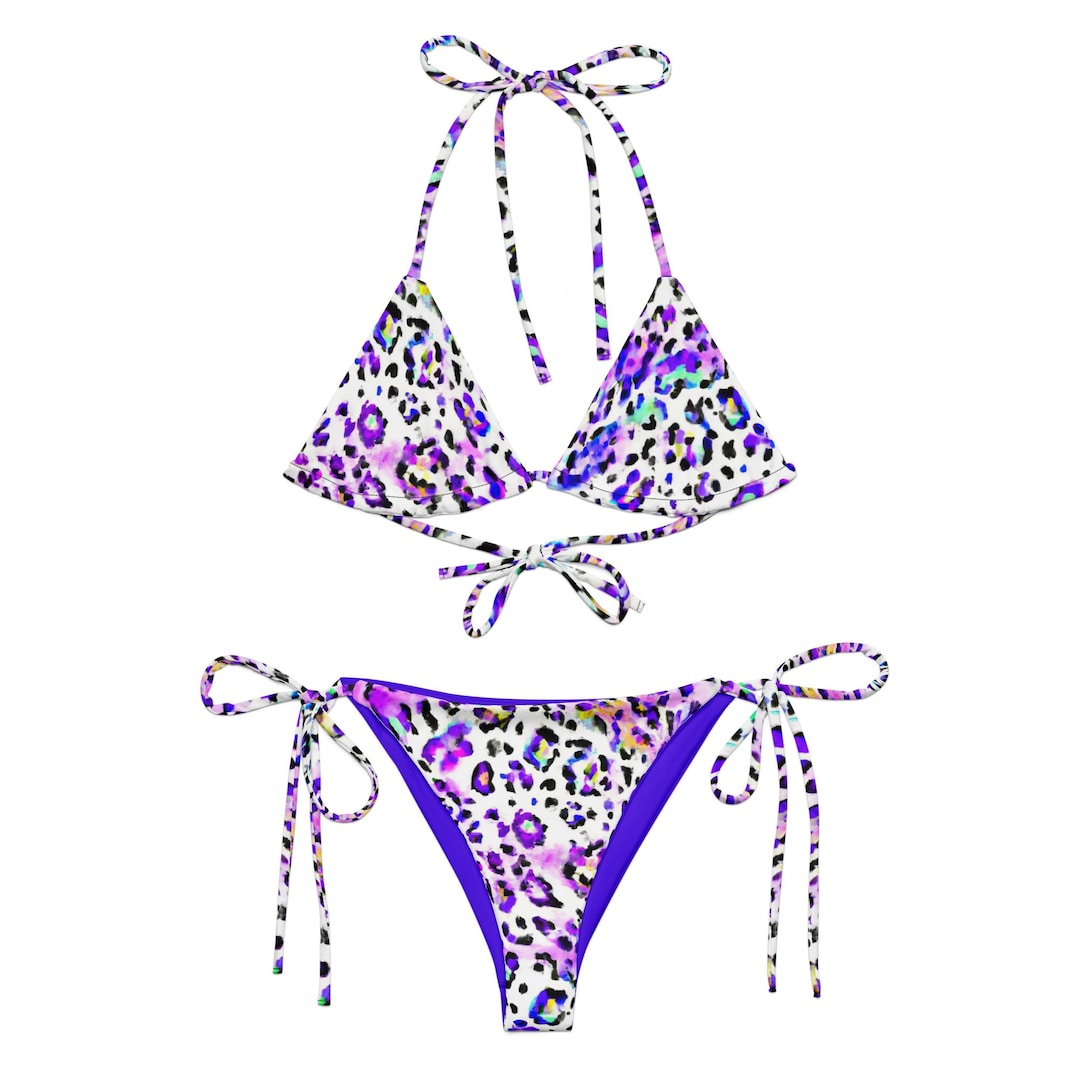Vibrant Animal Print Bikini, Leopard String Bikini, Cheetah Swimsuit ...