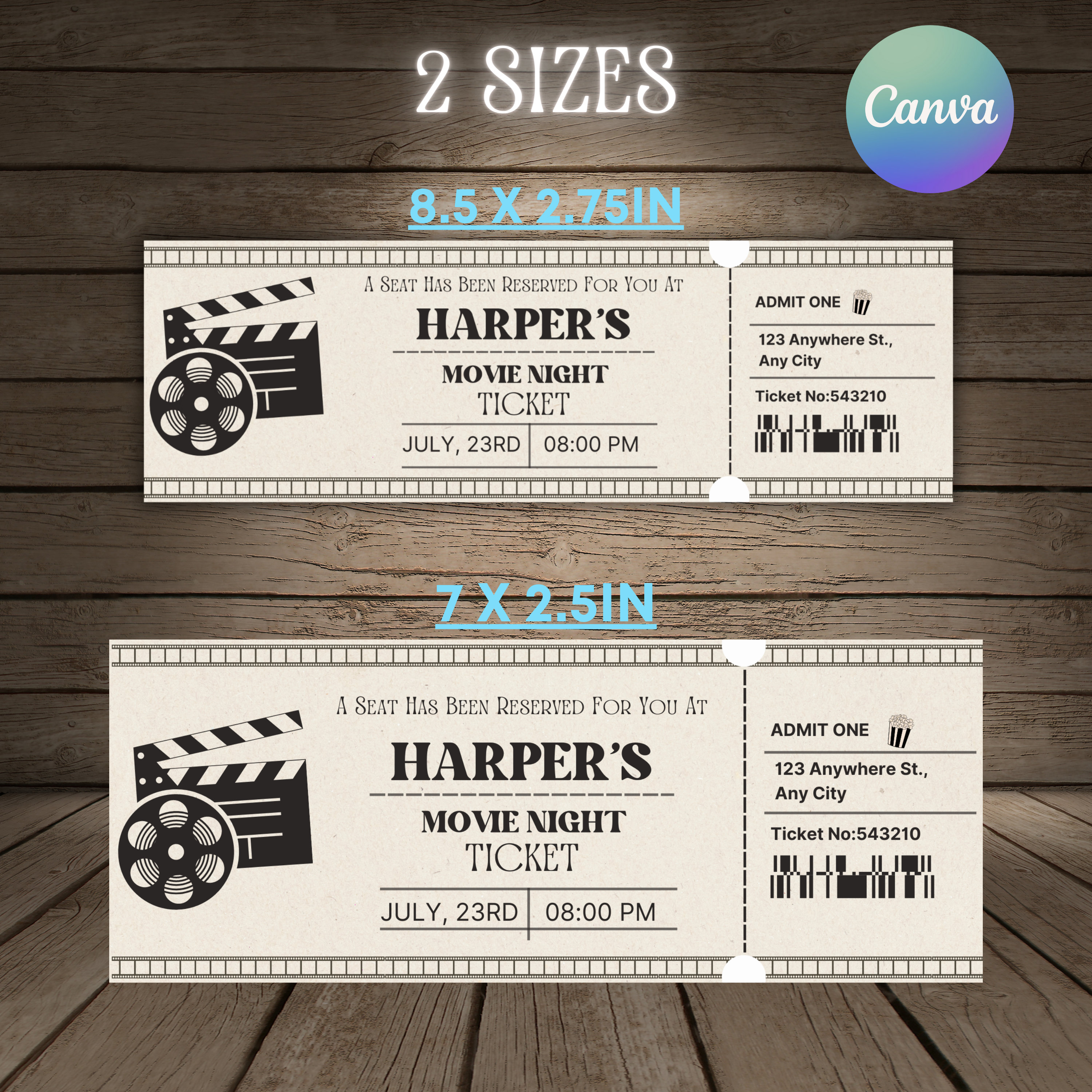 Editable Printable Movie Ticket Birthday Invitation Surprise Movie ...