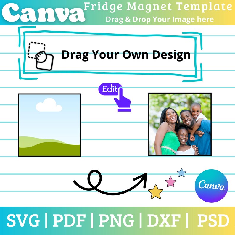 Fridge Magnet Template for Canva, Fridge Magnet Svg, Square Fridge ...