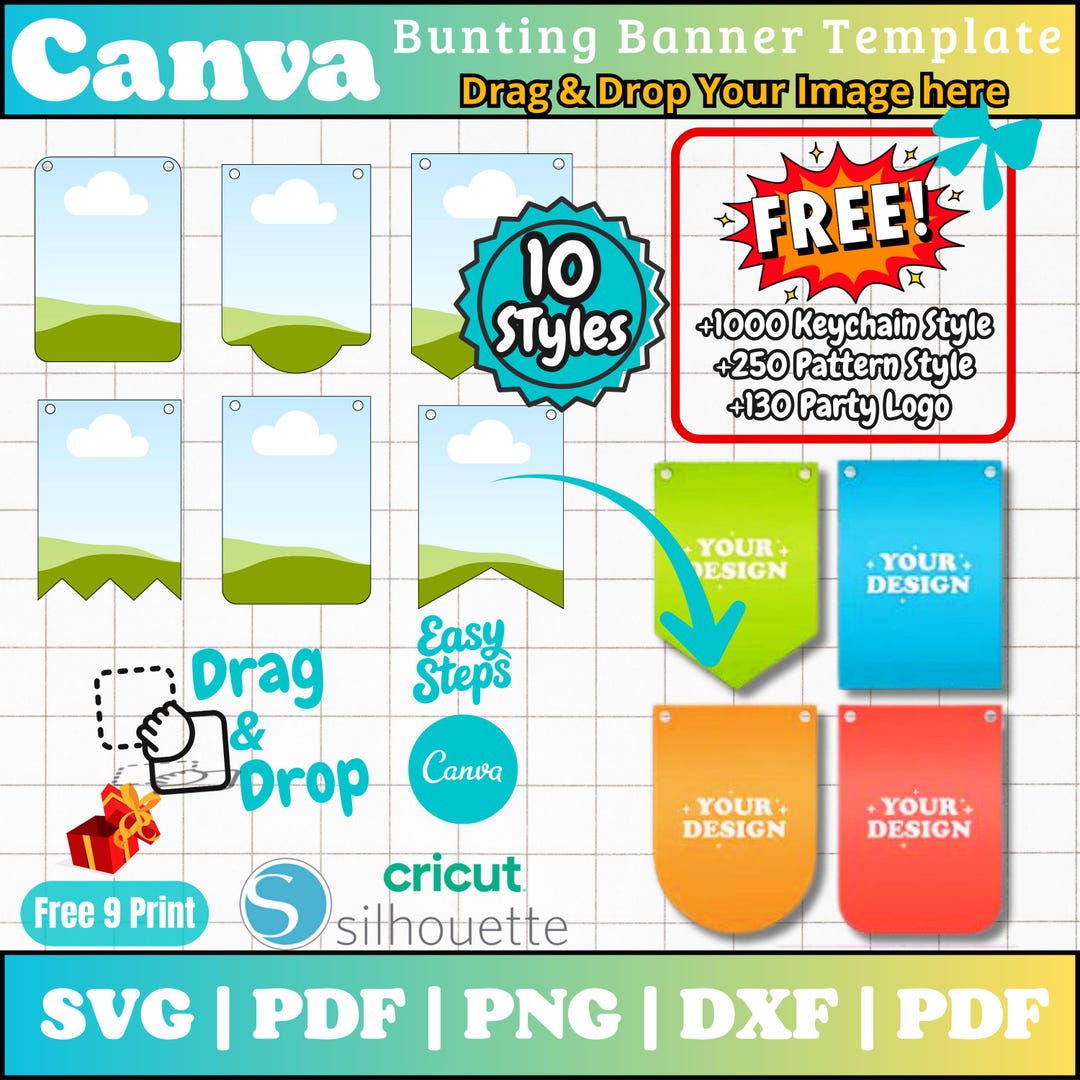 Bunting Banner Template, Canva Bunting Banner Template, Bunting Banner ...
