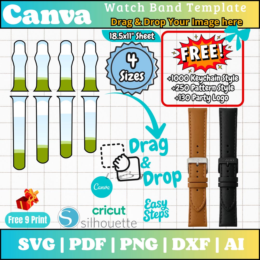 Watch Band Canva, Watch Band Svg Design, Sublimation Watch Bands, Watch ...