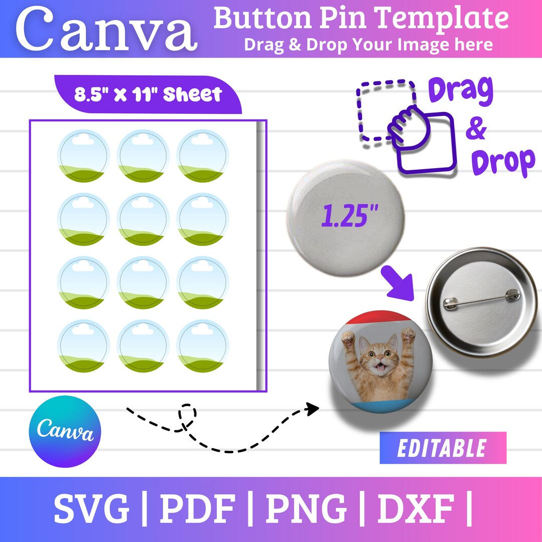 Button Pin Template Svg, 1.25 Button Pin Template, Button Pin Templates ...