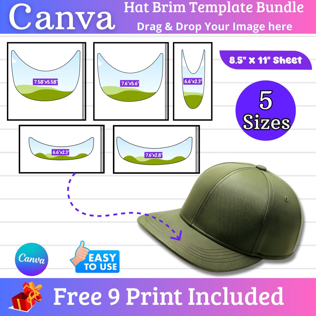 Hat Brim Template Svg, Hat Brim Templates, Trucker Hat Template for ...