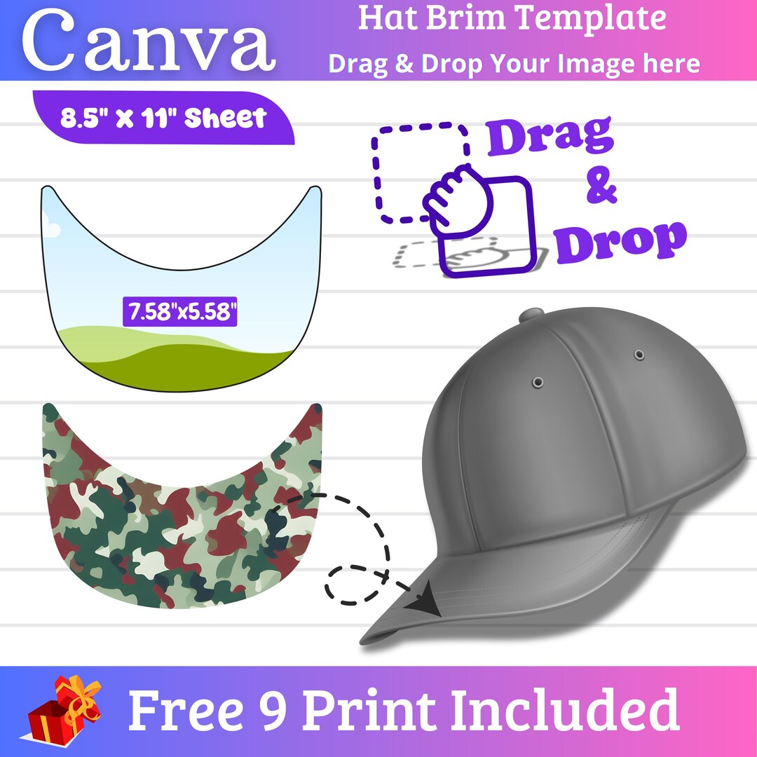 Hat Brim Template Svg, Hat Brim Templates, Trucker Hat Template for ...