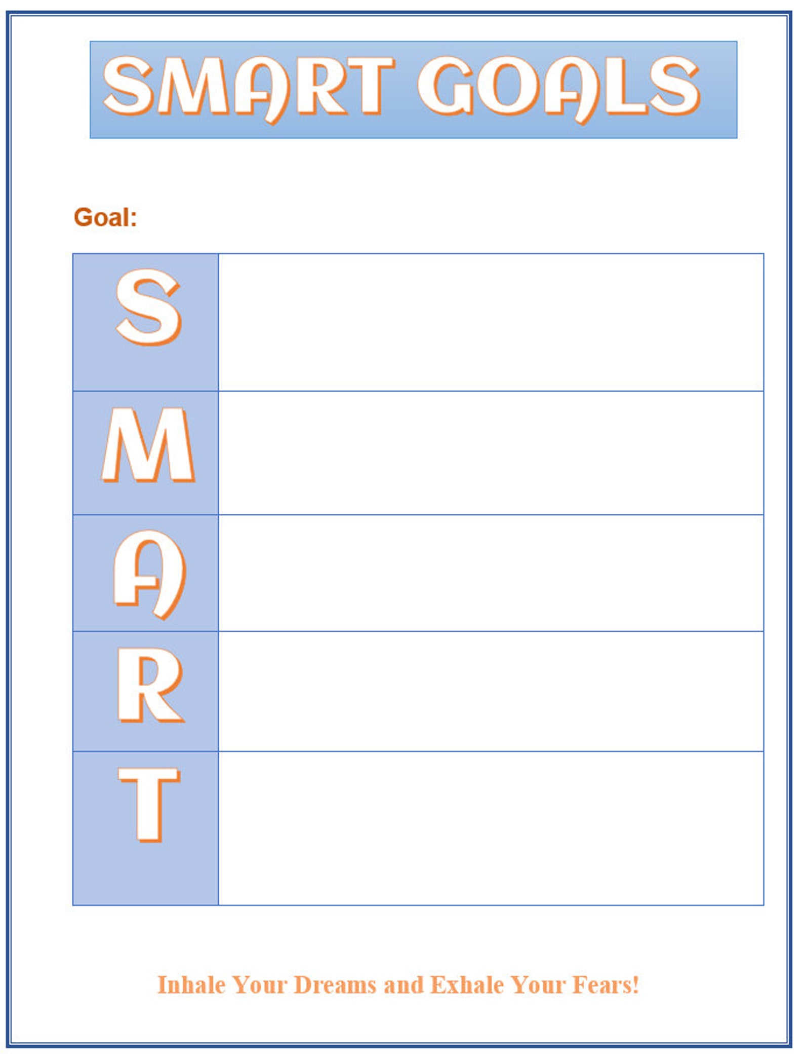 Smart Goals Packet Downloadable Template - Etsy