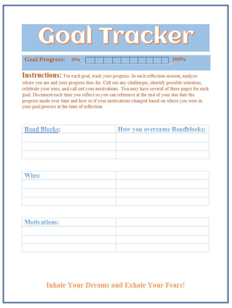 Smart Goals Packet Downloadable Template - Etsy