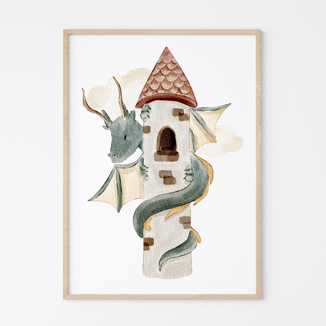 Kids Dragon Art, Dragon Theme Nursery Poster Set, Printable Dragon ...