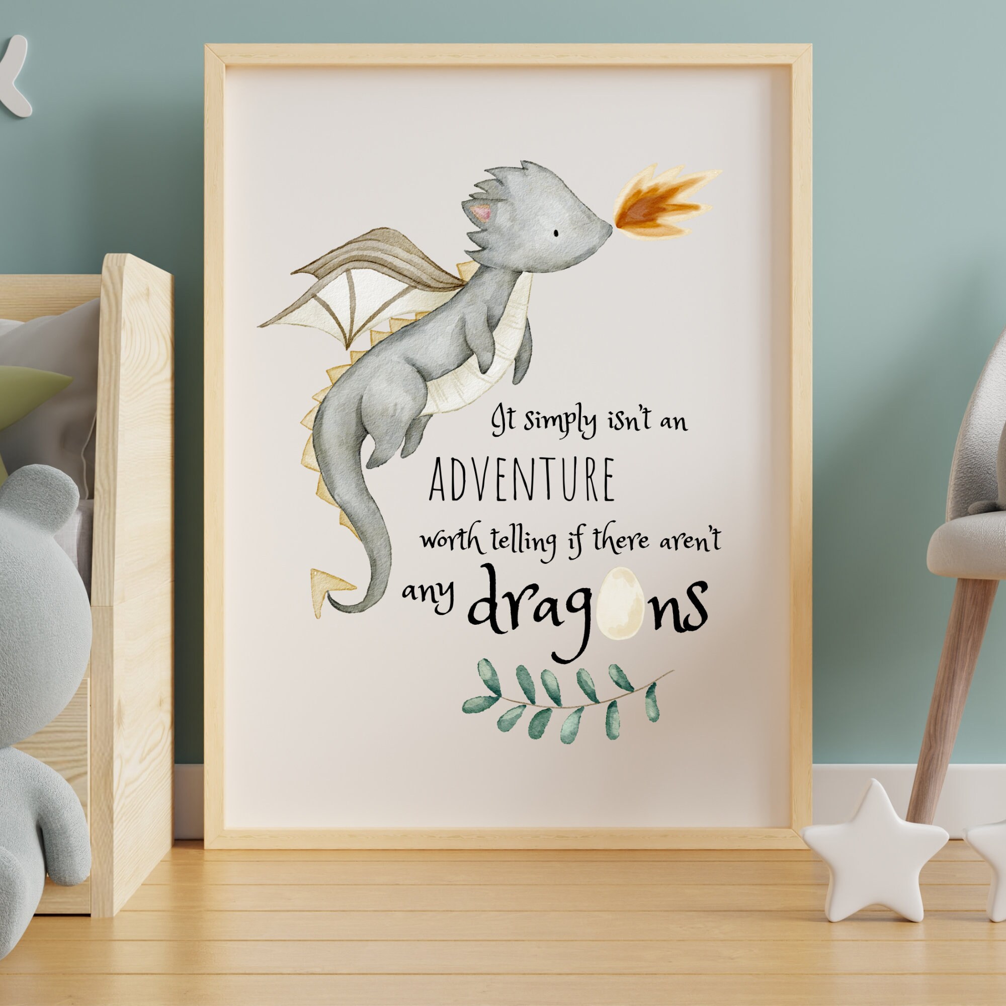 Adventure Dragon Painting With Fairy Tale Castle Set of 2 Prints ...