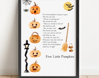 5 Little Pumpkins Sitting on a Gate - Etsy