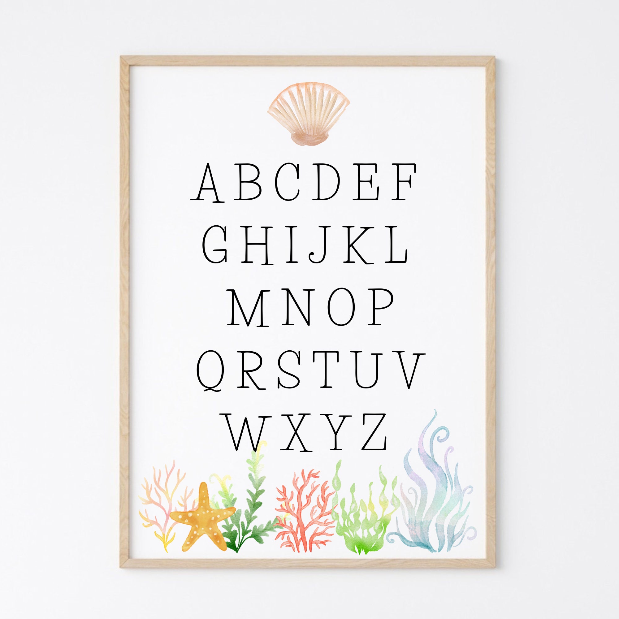 Sea Animals Alphabet Poster Playroom Wall Decor Ocean - Etsy