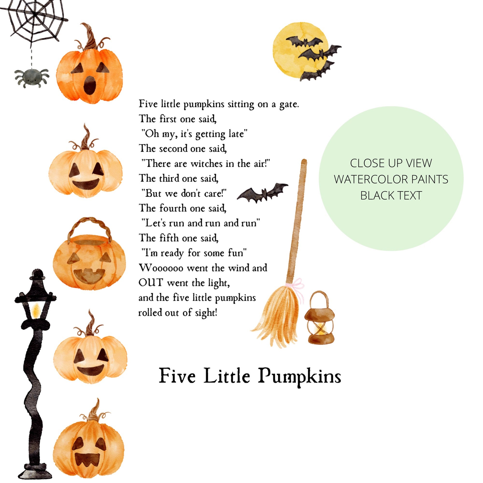 5 Little Pumpkins Art Print - Etsy