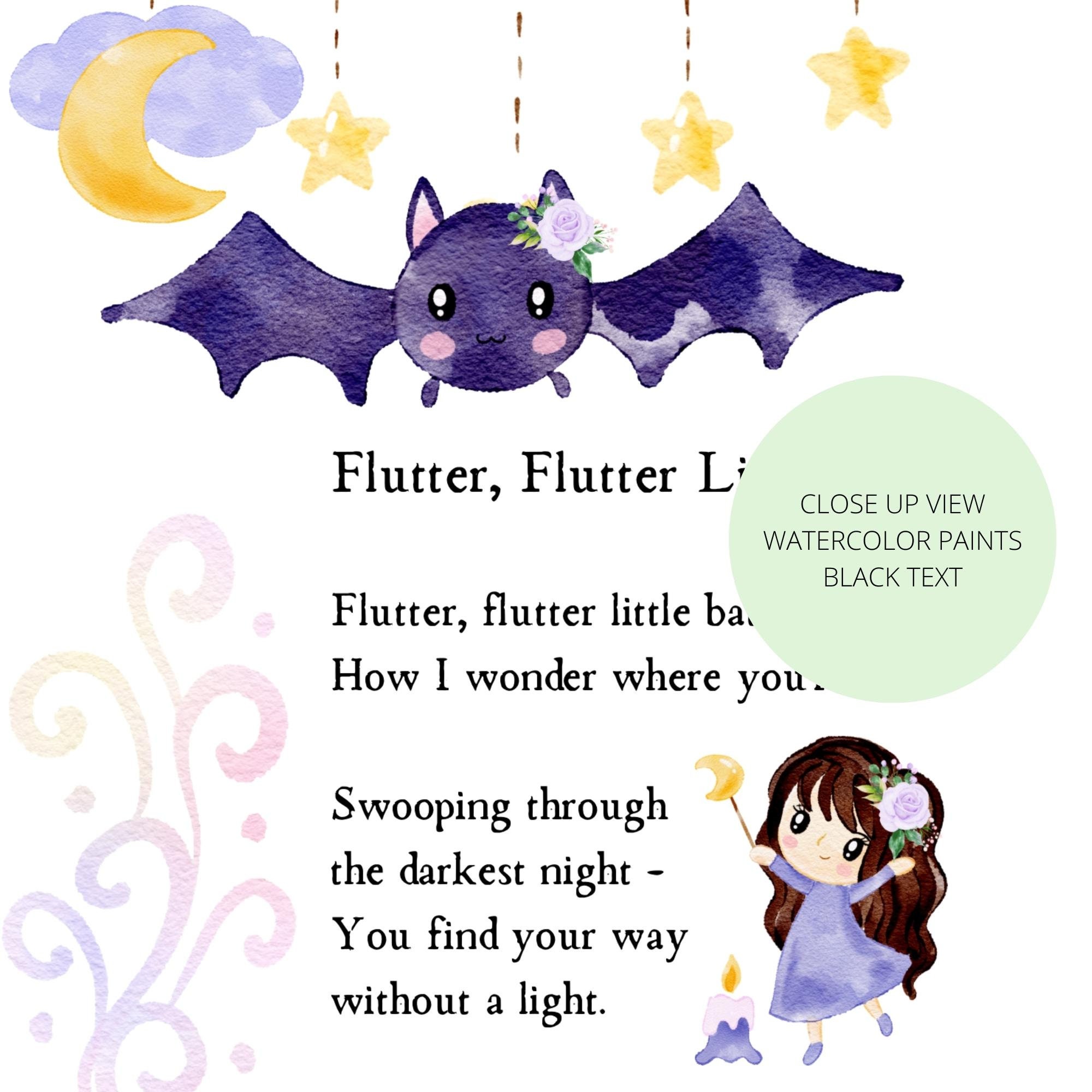 Flutter Flutter Little Bat Song Cute Bat Nursery Art - Etsy