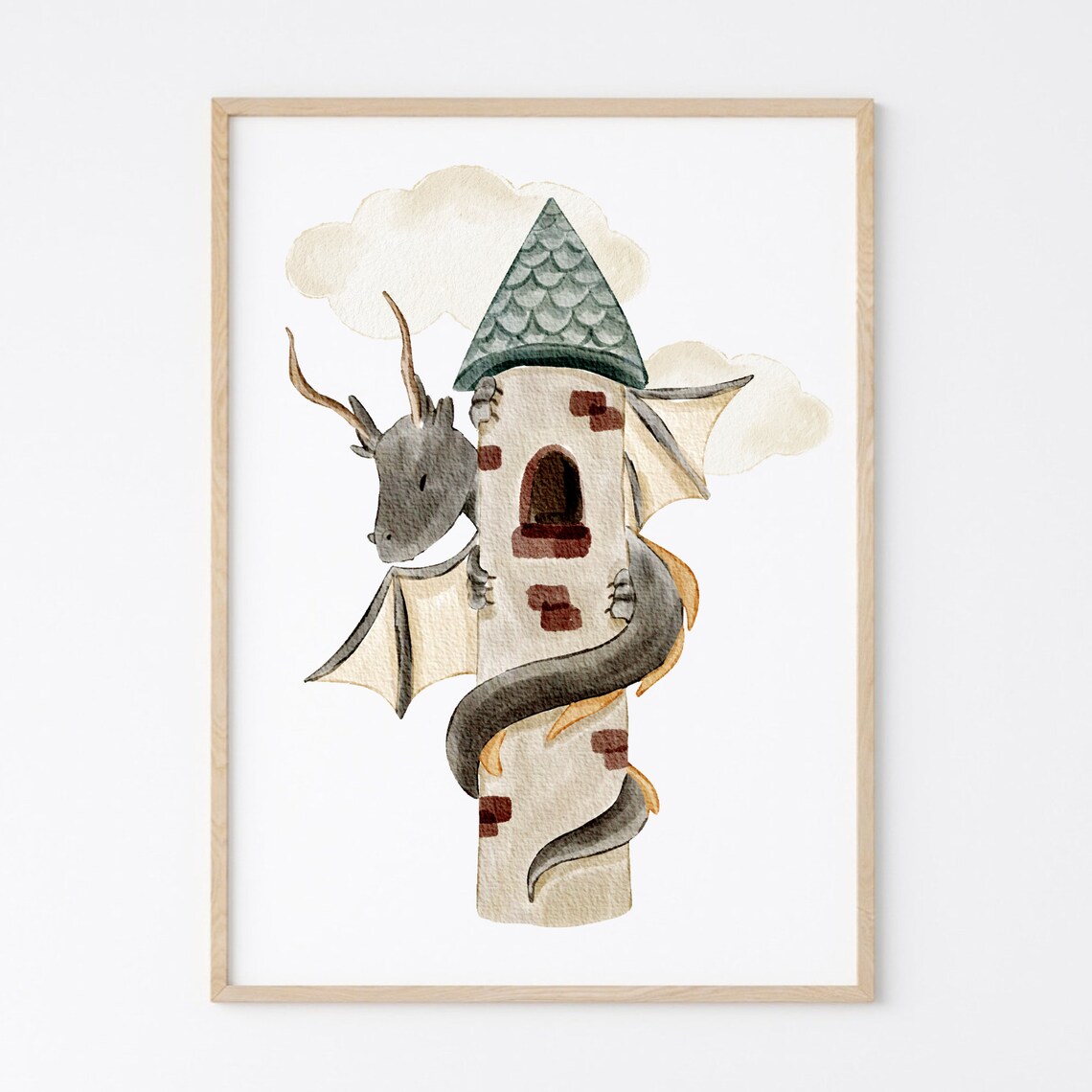 Dragon Nursery, Fantasy Nursery Decor, Boy Fairytale Art, Medieval ...