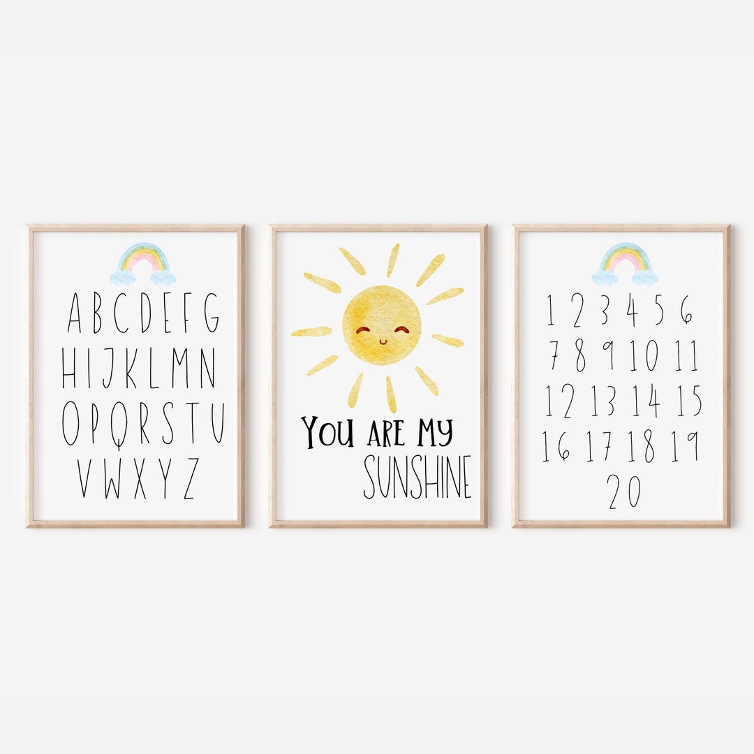 You Are My Sunshine Poster, Sun Alphabet Print, Montessori Educational ...
