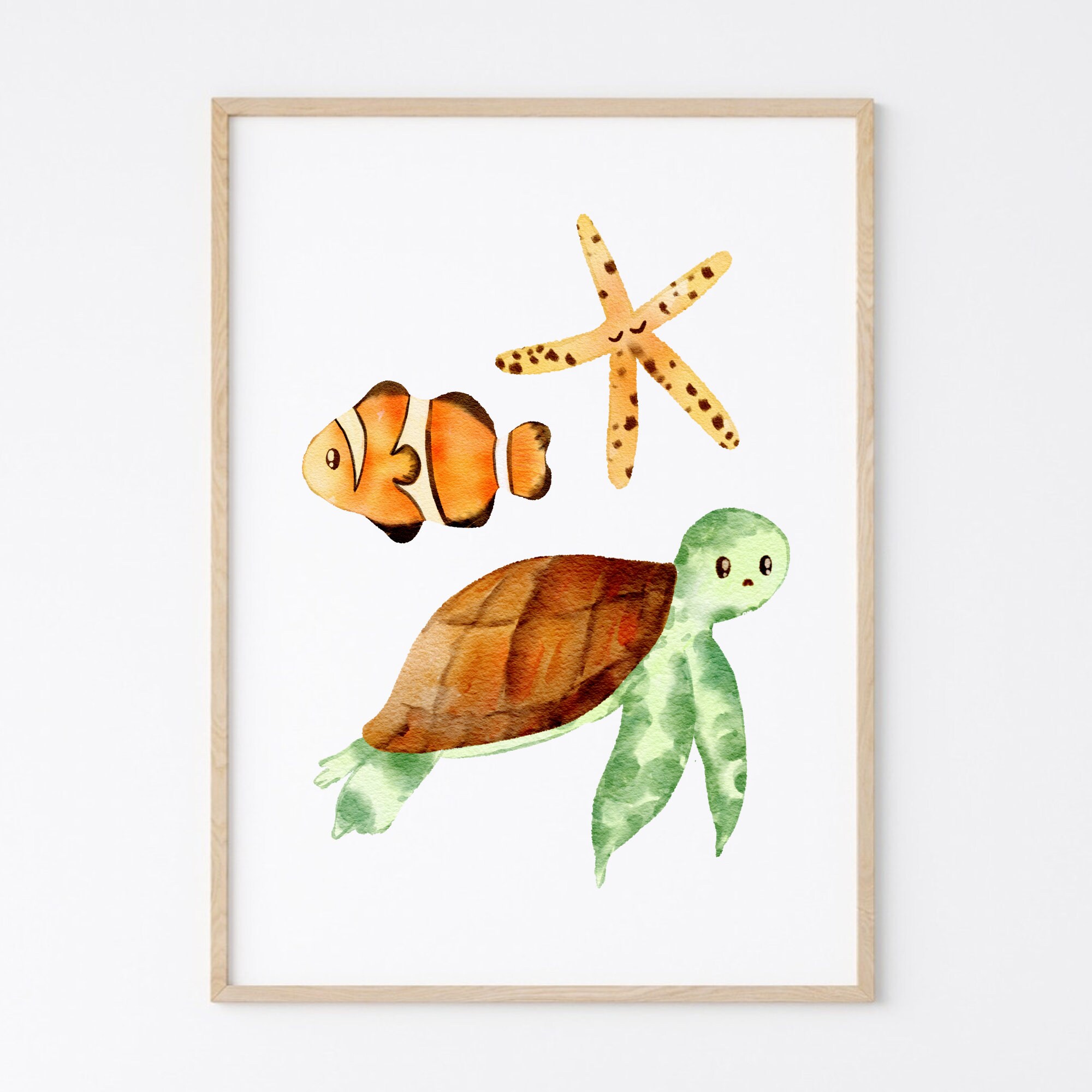 Sea Animals Alphabet Poster Playroom Wall Decor Ocean - Etsy
