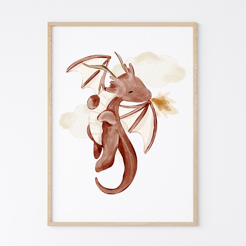Kids Dragon Art, Dragon Theme Nursery Poster Set, Printable Dragon ...