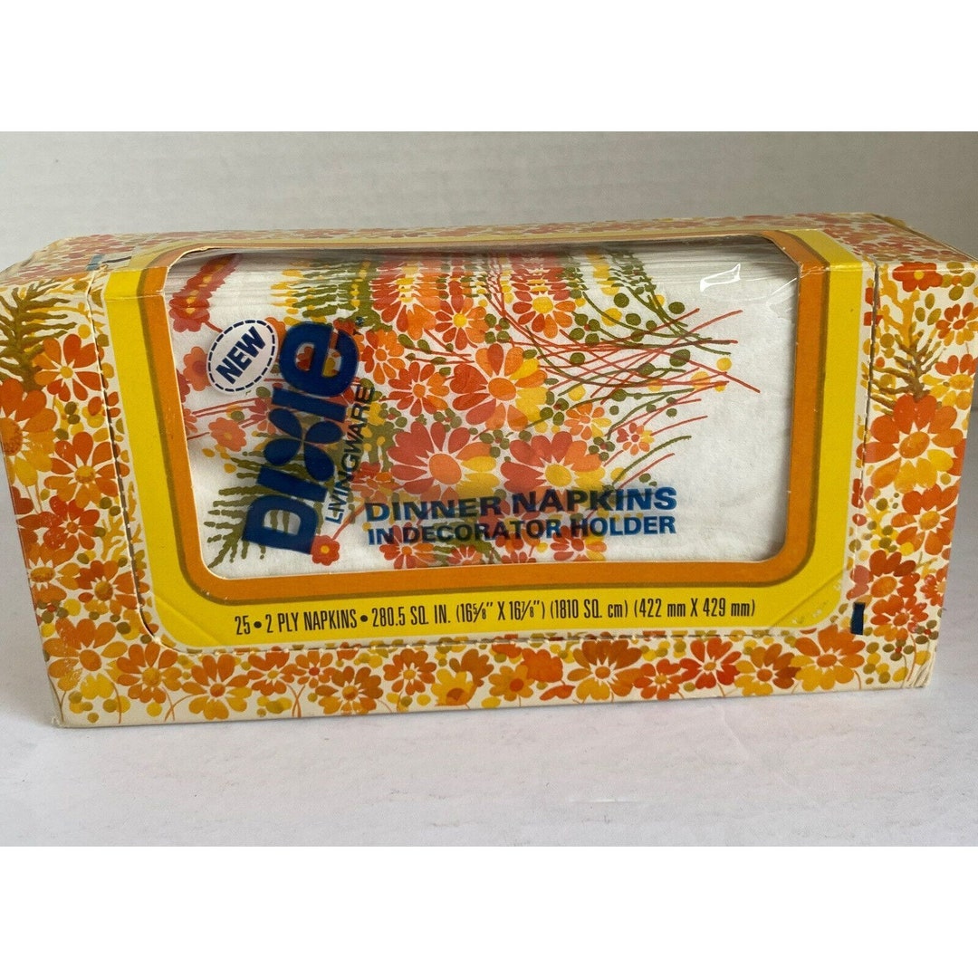 1980 Dixie Dinner Napkins Decorative Holder Orange Yellow Green New ...