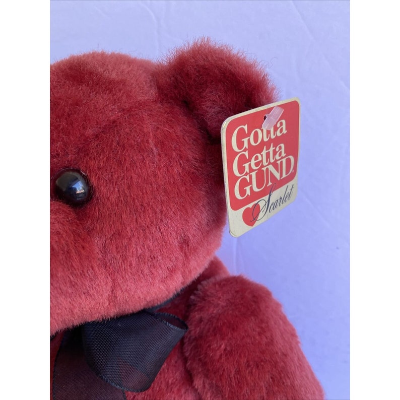 90's Gotta Getta Gund Scarlet Teddy Bear Stuffed Plush Animal Red ...