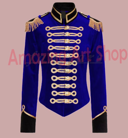 Women Military Gothic Blue Hussar Officer Jacket/coat With Golden Braid ...