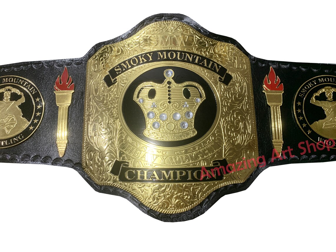 SMW Smoky Mountain Heavyweight Wrestling Championship Belt Brass Gold ...