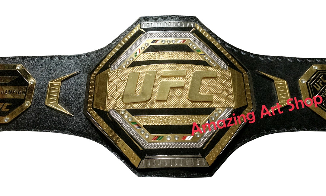 New UFC World Wrestling Championship Belt Adult Size Dual Gold Plates ...