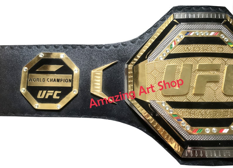 New UFC World Wrestling Championship Belt Adult Size Dual Gold Plates ...