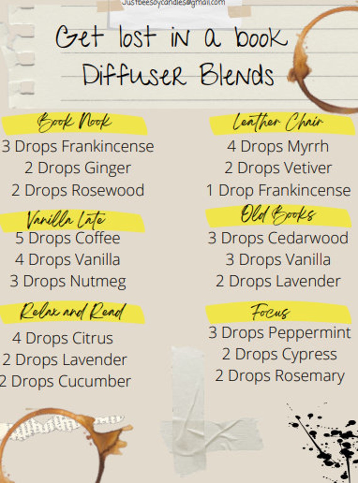 Get Lost in a Book Diffuser Blends - Etsy