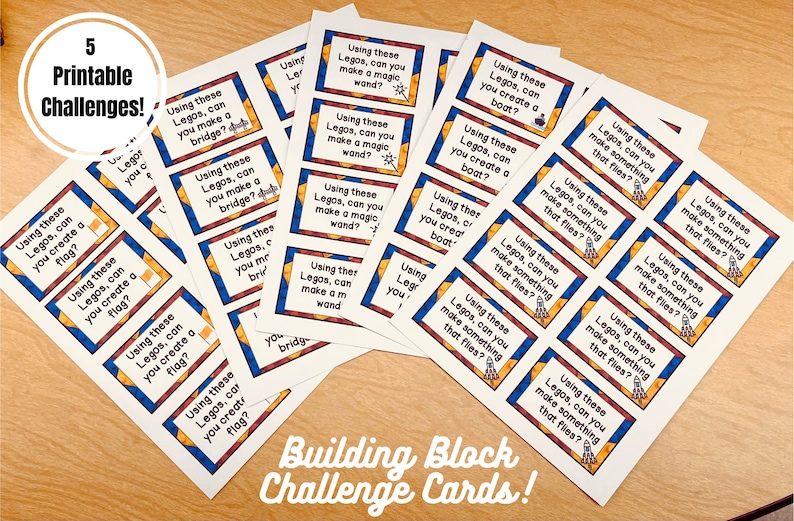 Building Block Challenge Cards Printable PDF (NOT Editable) - Etsy